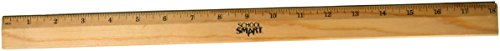School Smart Single Beveled Metal Edge Wood Office/Desk Ruler, 18 in L X 1-1/4 in W x 1/4 in Thickness, Clear Lacquer - 081892