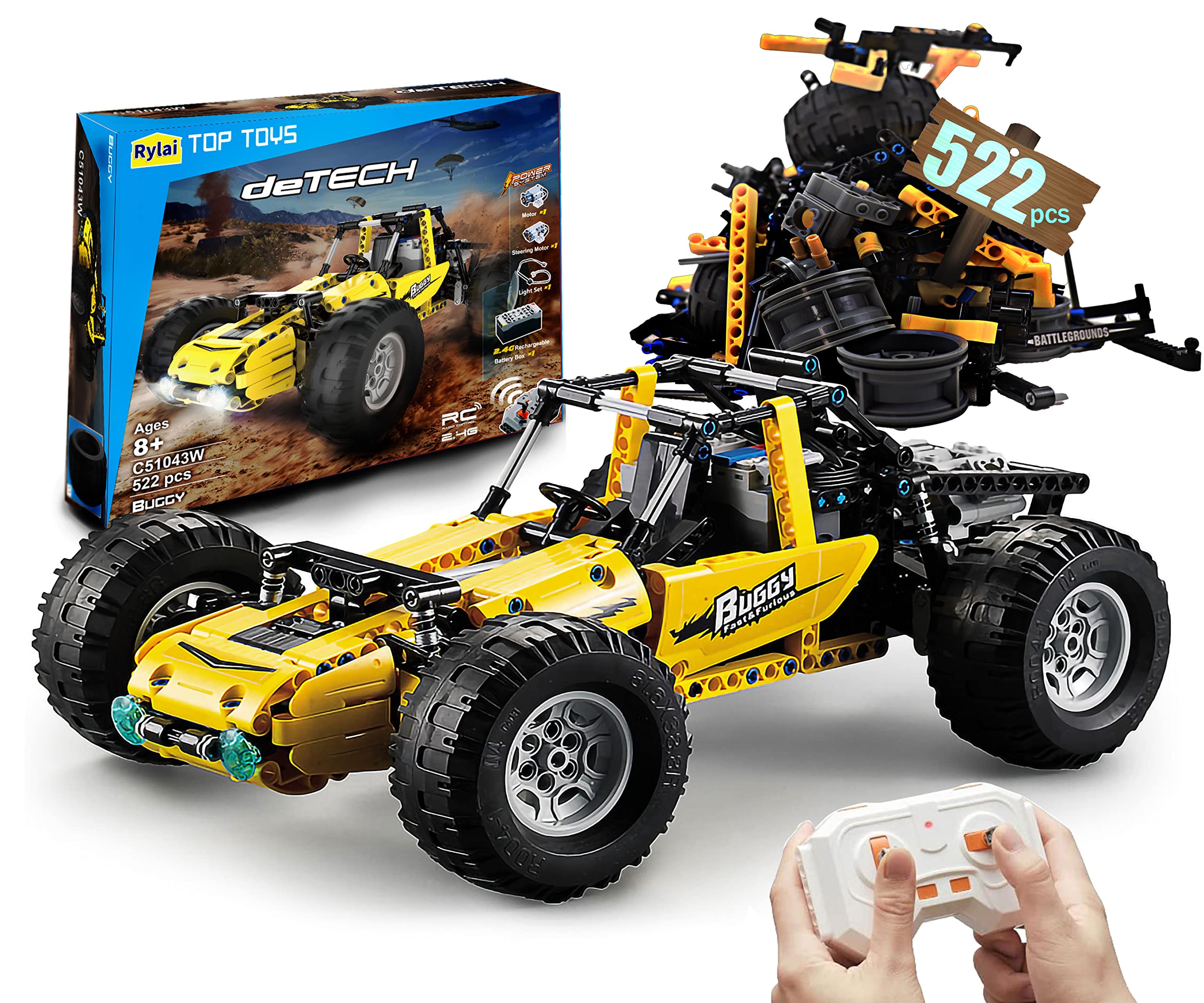 STEM Building Toys Remote Control Car Boys Girls Birthday Xmas Gifts Aged 6 7 8 9 10+Early Science Engineering Learning Technic Sets Buggy 522 pcs