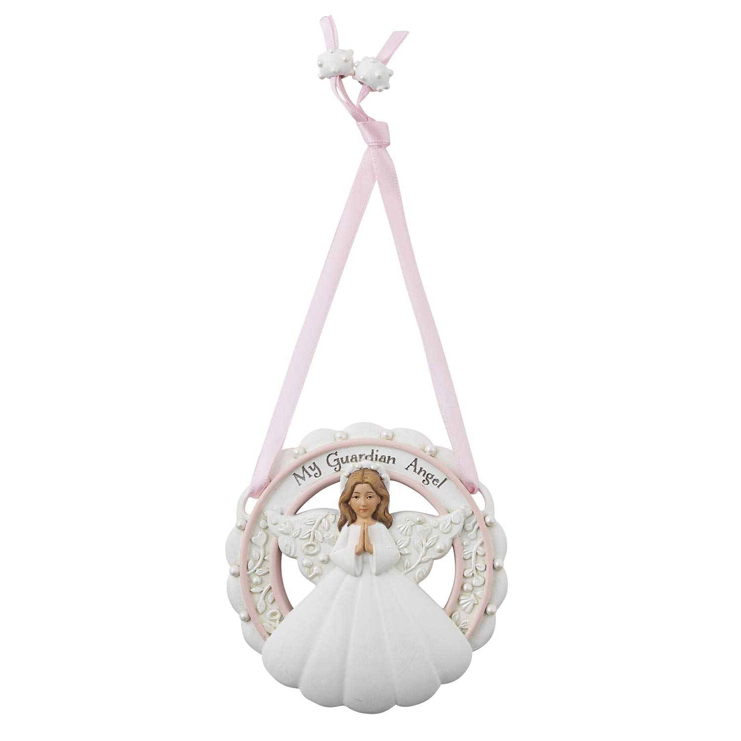 CB Catholic Faithworks-Baptized in Christ Resin Crib Medal, 3.5-Inch, Pink - Angel