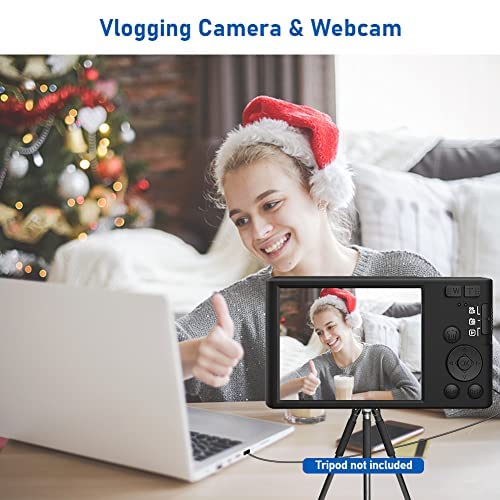 Compact Point and Shoot Camera for Video Kids with 16X Digital Zoom, 4K 48MP, Portable for Beginners,Students,Teens with 32GB SD Card and 2 Batteries