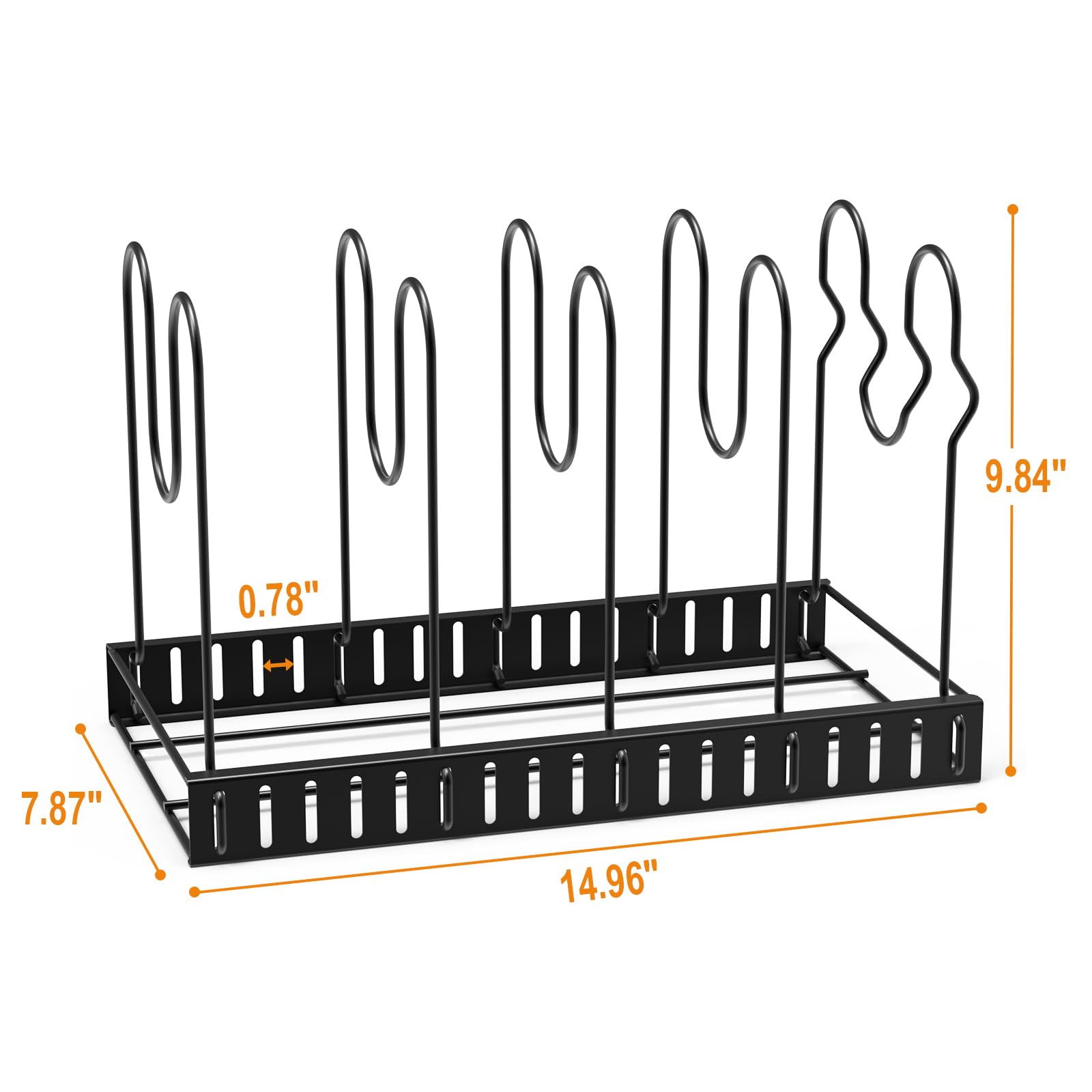 bukfen Pot and Pan Organizer for Cabinet, pot organizer rack for under cabinet, One Side Pot Racks, 5 Tiers, Black