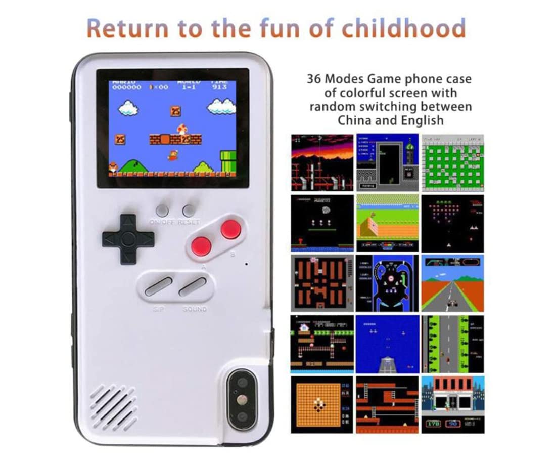 WODETIA Compatible with iPhone 13 / 13Pro / 13 Pro Max Gameboy Case Retro 3D Design Style Silicone Protective Case with 36 Small Games Color Display Shockproof Video Game Phone Case,Pink,13