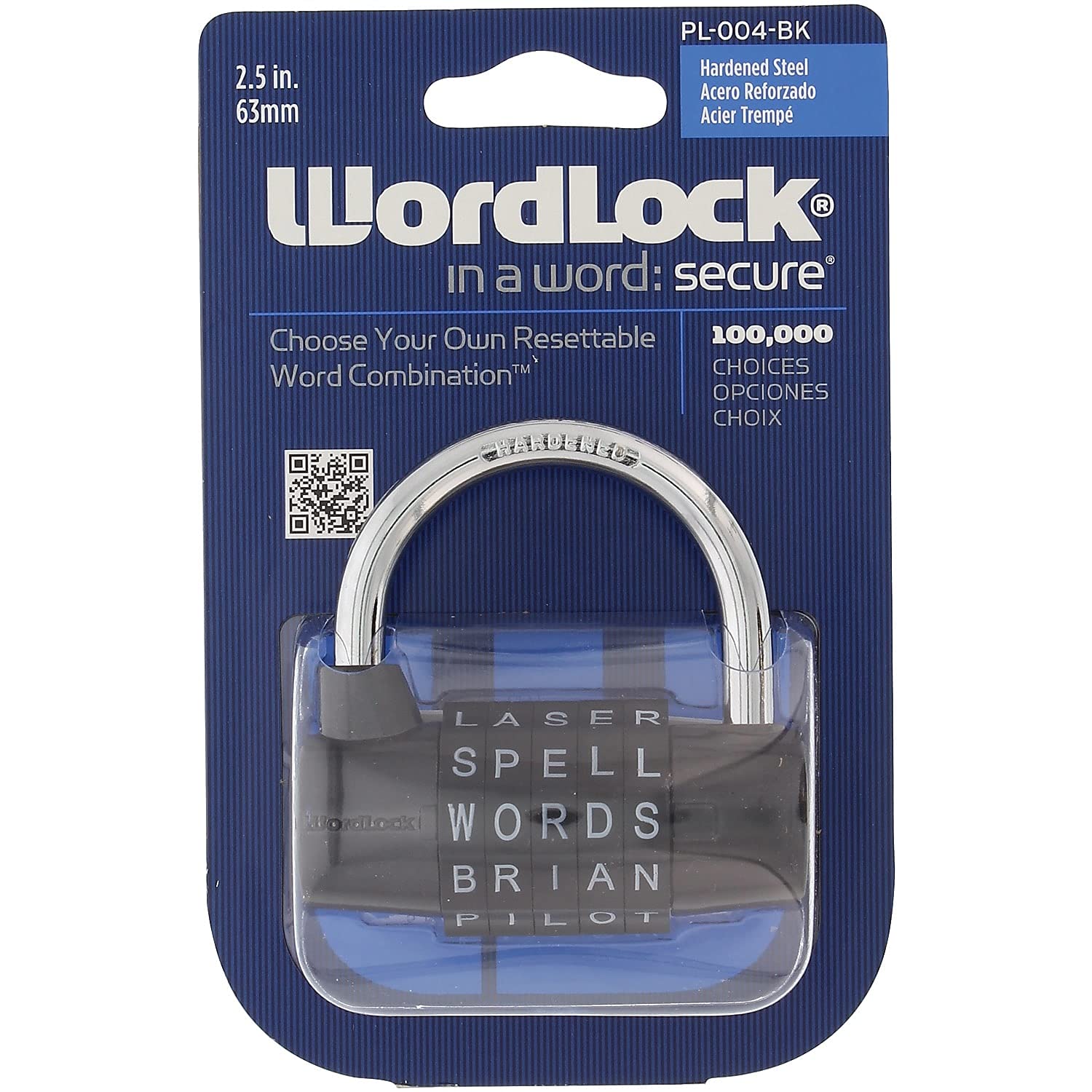Wordlock PL-004-BK 01336000854 Combination Padlock, 1 Pack, Black