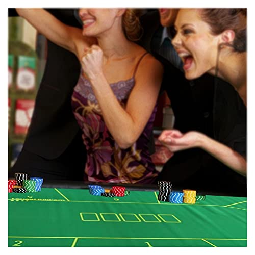 Craps and Roulette Table Felt Poker Tablecloth 1.8m Deluxe Suede Rubber Texas Pokers Tablecloth with Flower Pattern Casino Poker Set Board Game Mat Poker Accessory (Color : Green)