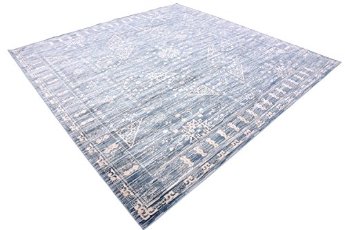 Unique Loom Paris Collection Area Rug - Birch (8' Square, Blue/ Beige)