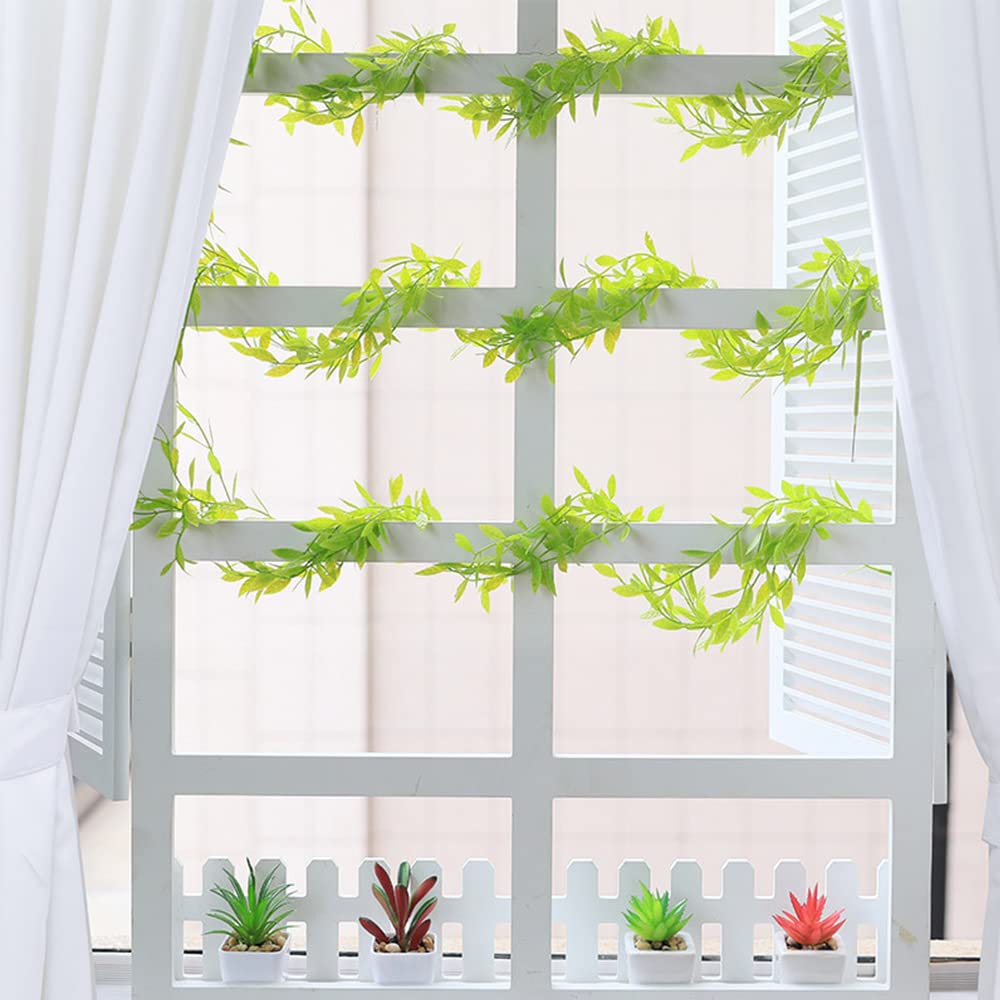 Zpollo 6Pcs Artificial Vines Fake Greenery Garland Willow Leaves with Total 60 Stems Hanging for Wedding Garden Party Wall Home Decoration