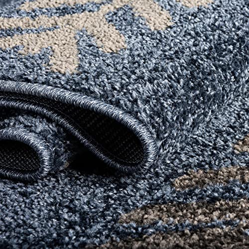Unique Loom Autumn Collection Area Rug - Arrow (3' 3" Round, Navy Blue/ Gray)
