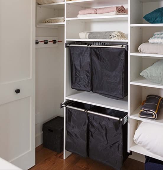 TAG Hardware Full Extension Pullout Laundry Hamper with Removable Bag(s) Matt Aluminum (18" Width - 1 removable large bag)