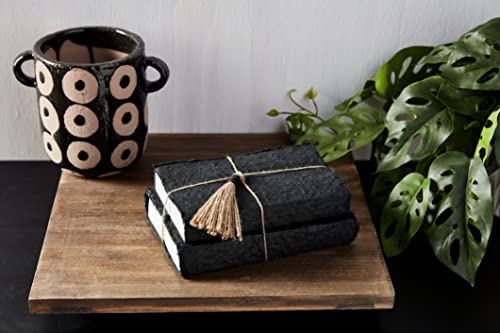 Mud Pie Black Grey Covered Book Stack, 6" x 8 1/4"