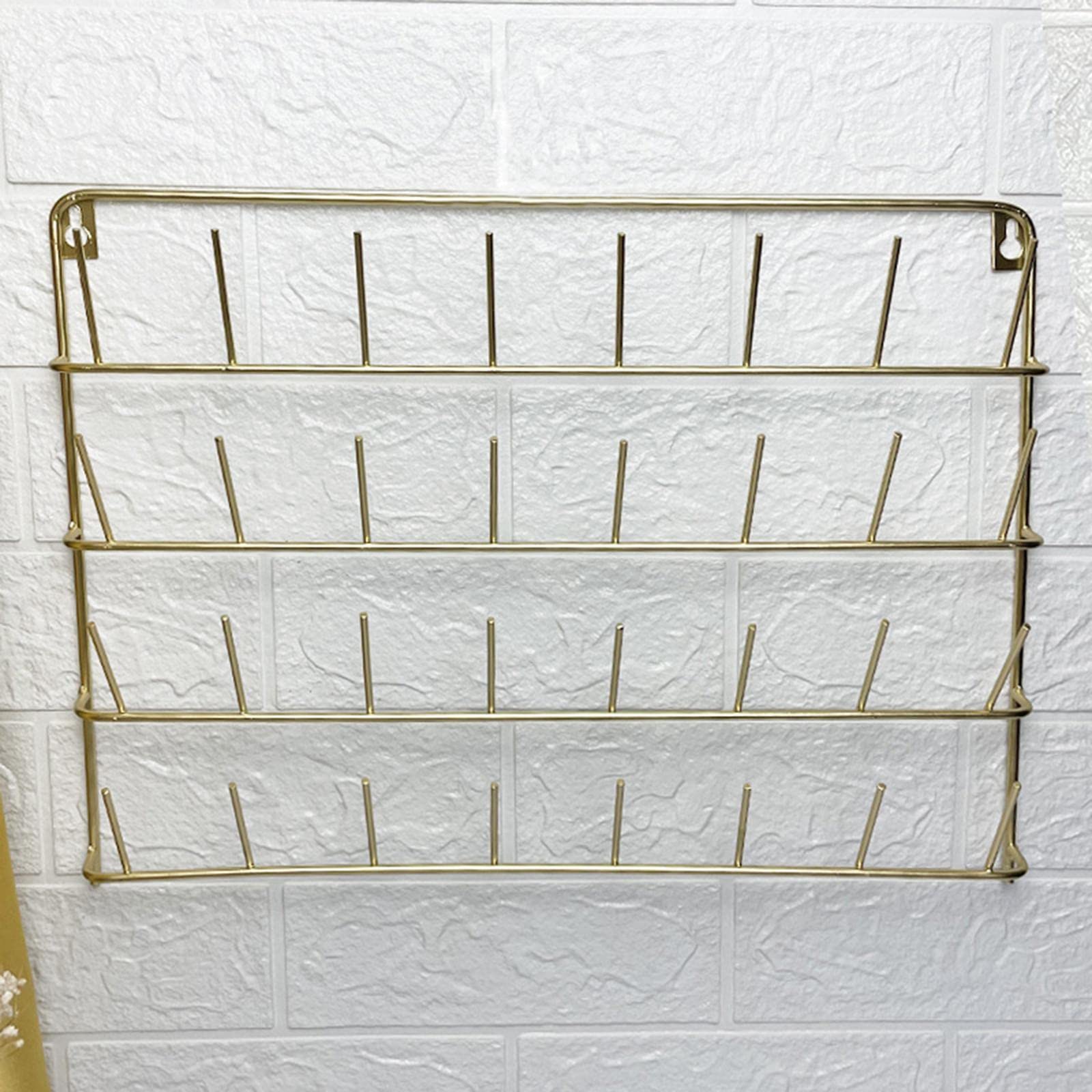 Generic 32 Spools Sewing Thread Rack, Tools Bobbin Supplies Hanging Rack Spool Holder for Hair Braiding Sewing Crocheting Cone Embroidery, 40x31cm, Gold