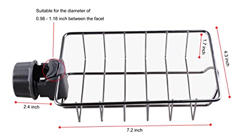 NCARSTER Stainless Steel Faucet Rack for Kitchen Sink, 2 PCS Kitchen Sink Caddy Sponge Holder Organizer, Shower Shelf Rack Organizer (Silver)