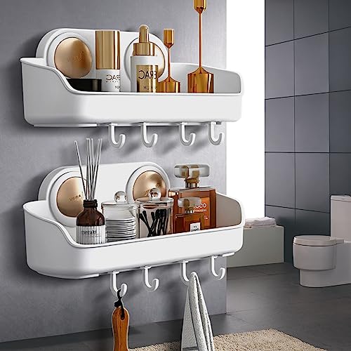 TAILINK 2 Packs Shower Caddy Suction Cup, One Push Assembly Shower Organizer No Drilling Shower Basket Powerful Shower Shelf Bathroom Storage Shampoo Holder Shower Caddy Basket Kitchen Shelf