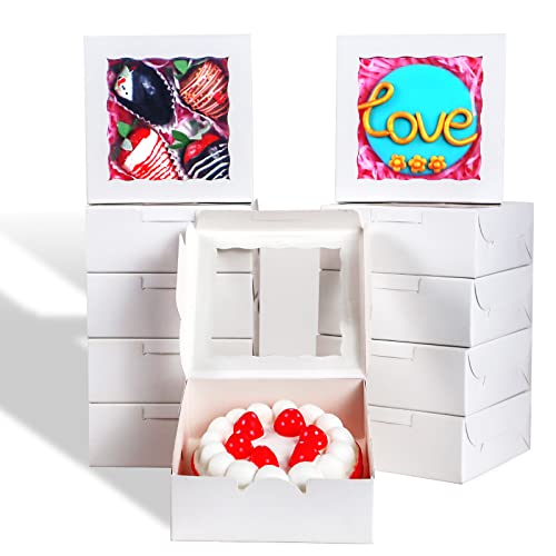 JCXGRVC 50PCS 5x5x2 Inch Bakery Boxes Chocolate Covered Strawberries Boxes for 4 Mini Cake Boxes Cookies Macaron Boxes Pie Boxes Browines boxes