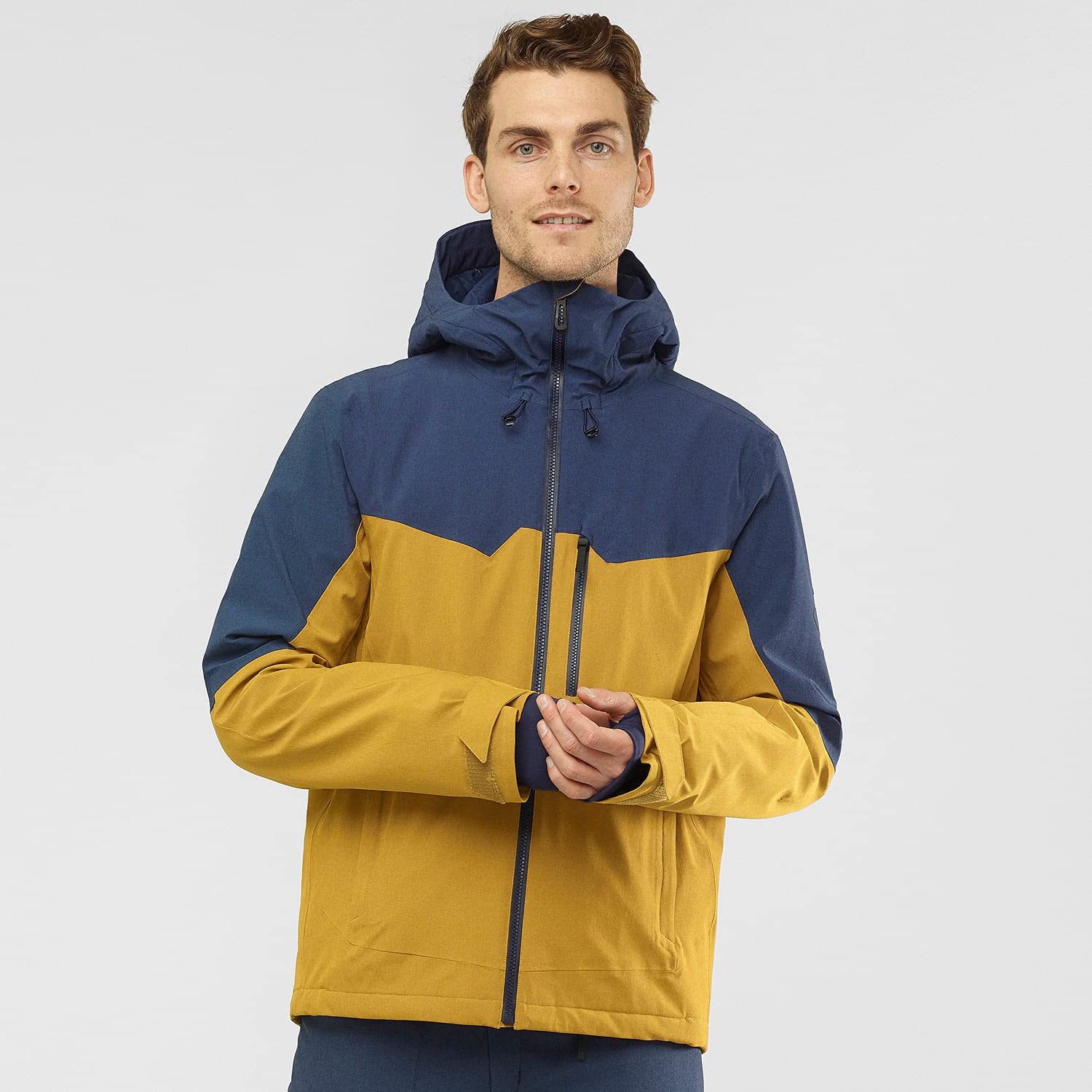 Salomon Men's Standard Untracked Jacket, Cumin/Dark Denim/Heather, Large