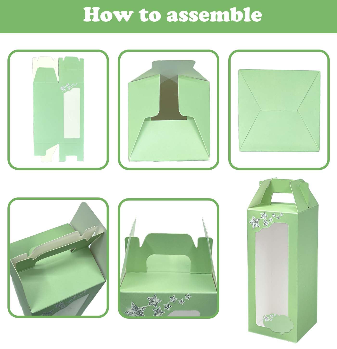 HEIPINIUYE 12 Pcs Sage Green Party Favor Boxes Gift Gable Boxes with Window Boho Candy Boxes Cookie Boxes for Birthday Wedding Baby Shower Party Decorations Candy Treat Boxes