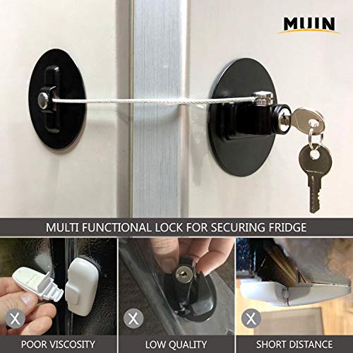 MUIN Highly Secured Refrigerator Lock with Key β Mini Refrigerator Door Lock for Children and Adults β Multi Functional Lock for Securing Fridge, Drawers and Health Products (Black)