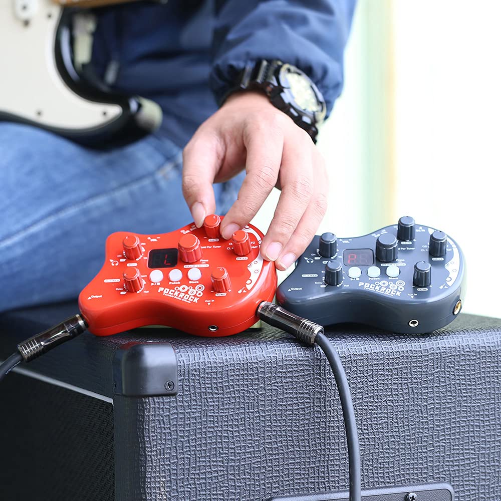 summina Guitar Pedal Multi Effects Guitar Pedal Guitar Delay Pedal Guitar Loop Pedal Portable Multi-effects Processor Effect Pedal 15 Effect Types 40 Drum Rhythms Tuning Function - Grey