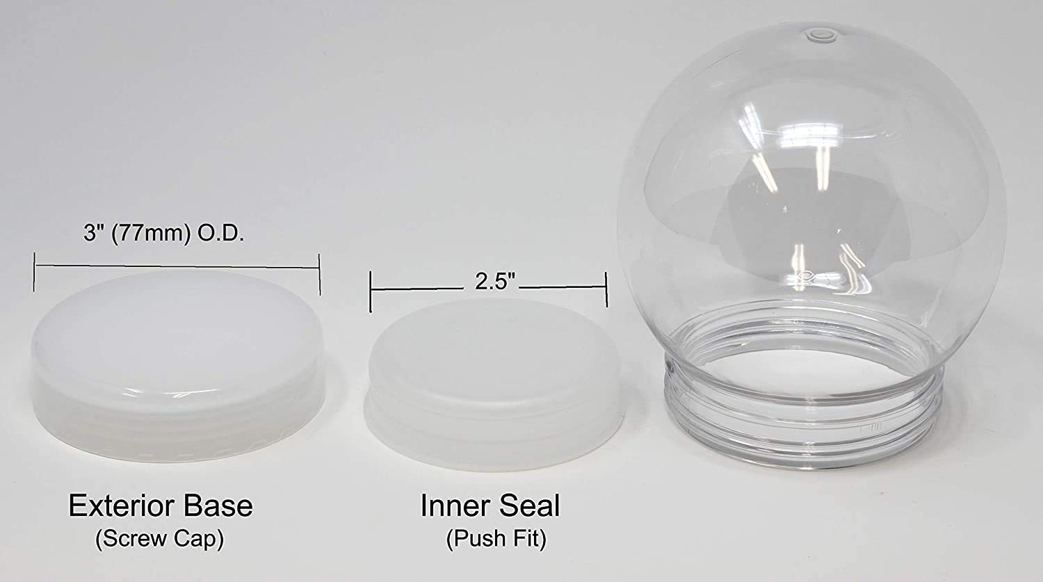Bulk Case Pack of 24 - Clear Plastic Water Globe Snow Globes with Screw Off Cap, 4 Inch Diameter, Great for DIY Snow Globes