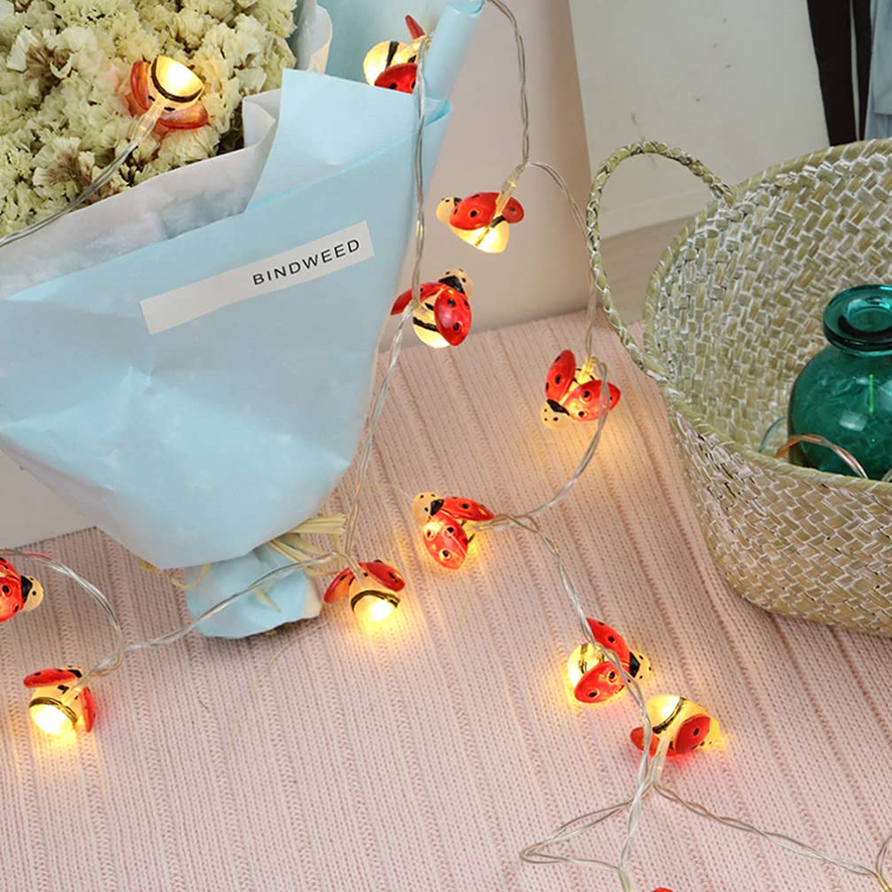 Uonlytech Solar Ladybugs String Lights Outdoor, 20LEDs Waterproof Animal String Light Copper Wire Red Ladybug Fairy Lights for Home Patio Garden Decoration
