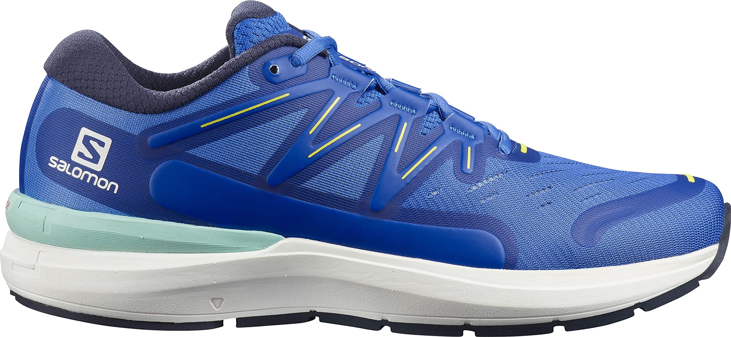 Salomon Sonic 4 Confidence Running Shoes for Men, Palace Blue/White/Evening Primrose, 10.5