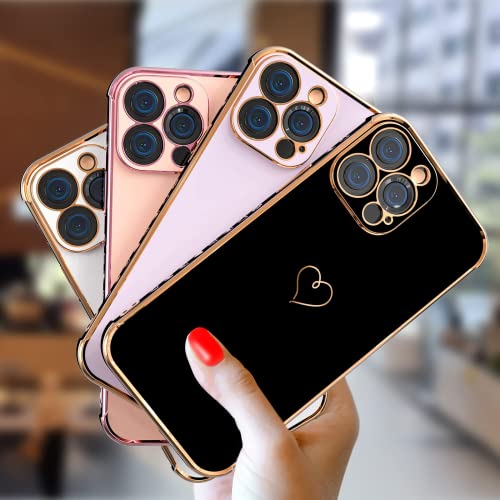 Oqiseven Designed for iPhone 13 Pro Max Case for Women, Luxury Soft TPU Shockproof Protective Phone Case [Military Drop Protection] Cute Cover Slim Thin 6.7 inch, Black