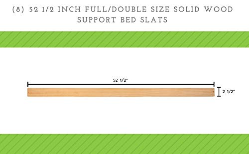 CC KITS Set of Eight (8) 52 1/2 Inch Full/Double Size Solid Wood Support Bed Slats|Use Crib Conversion Kits|Platform Frame for Mattress|Bunkie Board, Box Spring or Foundation Replacement Option