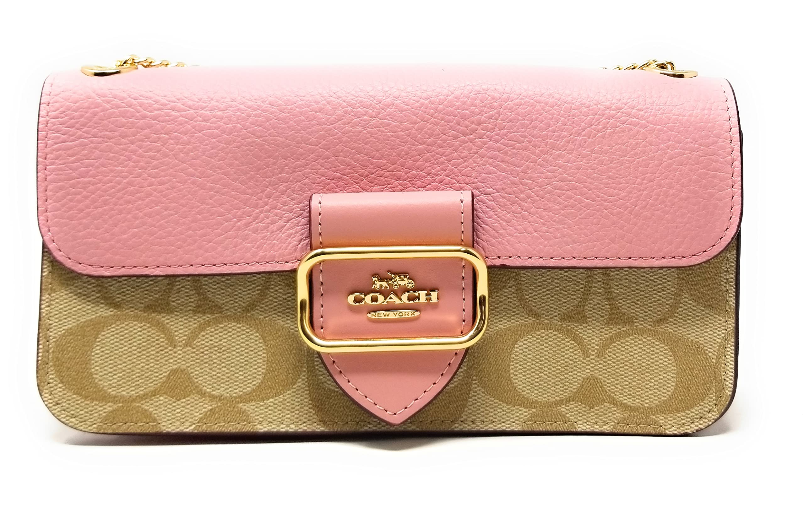 COACH Women's Morgan Crossbody (Khaki Powder Pink - Signature Canvas)