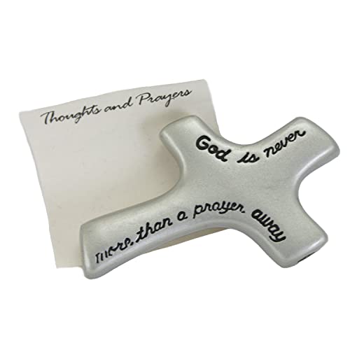 Cathedral Art A Prayer Away Silver Metal Palm Cross, Handheld Cross for Comfort and Prayer, 2 3/4 Inches