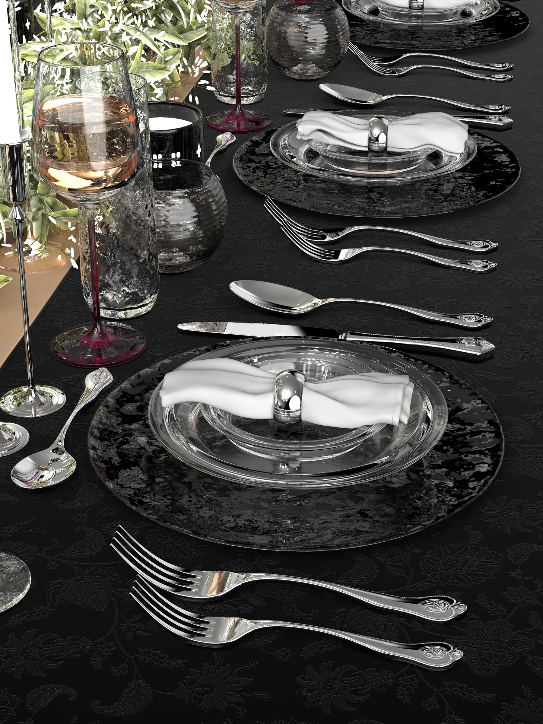 Regent Bead Flatware Set, 20-Piece Stainless-Steel Luxury Silverware Set Service for 4, Pearled Edge Tableware Cutlery Include Knife Fork Spoon, Dishwasher Safe