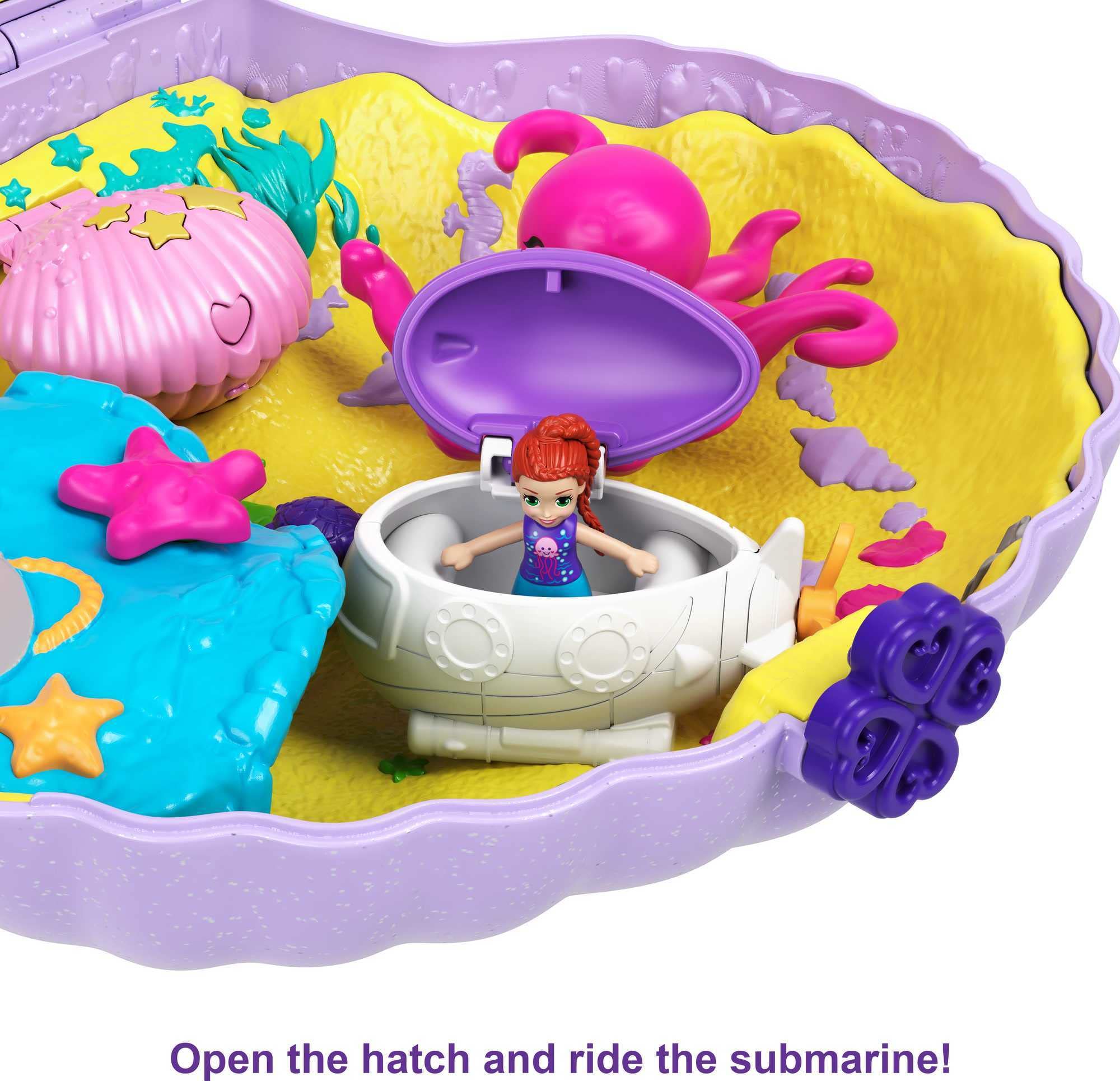 Polly Pocket Travel Toy with Micro Dolls & Accessories, Mermaid 2-in-1 Seashell Purse Playset (Amazon Exclusive)