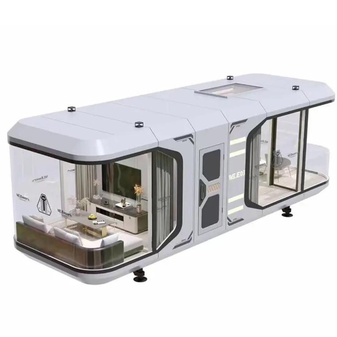 Generic Asaar Smart Luxury Space Capsule House with Bathroom for Hotel, Booth, Office, Guard House, Villa, Workshop - Efficient and Versatile Living Solution, White, asaspcap2