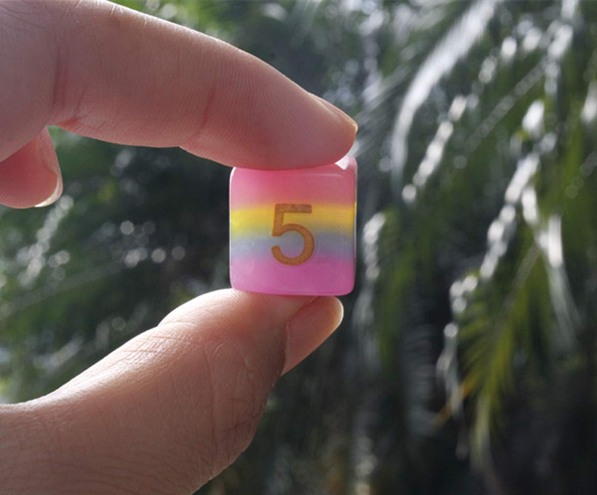 Polyhedral DND Dice Set Pearl Rainbow Dice for Dungeons and Dragons, Pathfinder, D&D, RPG, MTG,7-Die Set Role Playing Games Dice 4 Colors Resin Dice