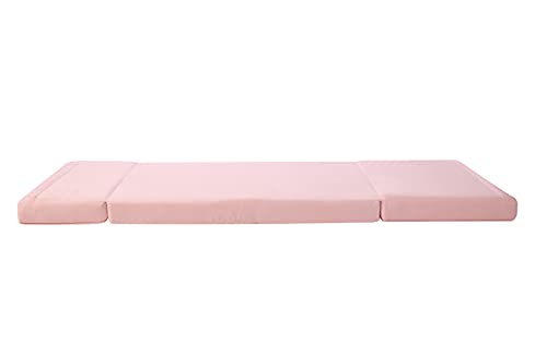 Urban Lifestyle Ultra Suede Convertible Flip Lounge and Gaming Floor Chair, Light Pink, 26D x 30W x 30H in
