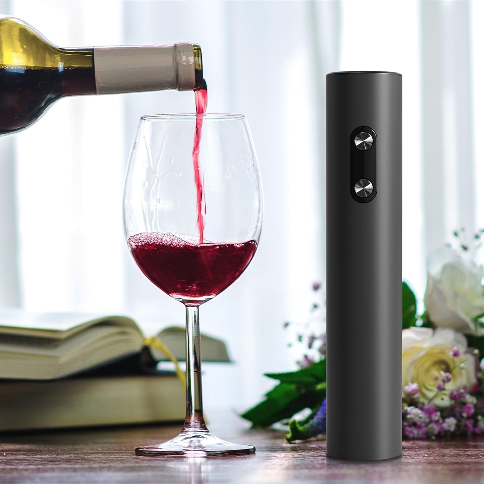 COKUNST Electric Wine Opener, Automatic Corkscrews Wine Bottles Openers, Battery Operated Reusable Wine Remover for Wine Lover Gift Home Kitchen Party