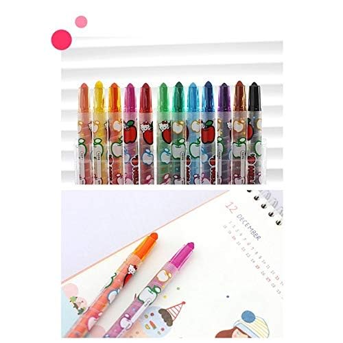 Sanrio Hello Kitty 12 Colors Twist up Crayon Set : Apple Kitty 1pc (Random)