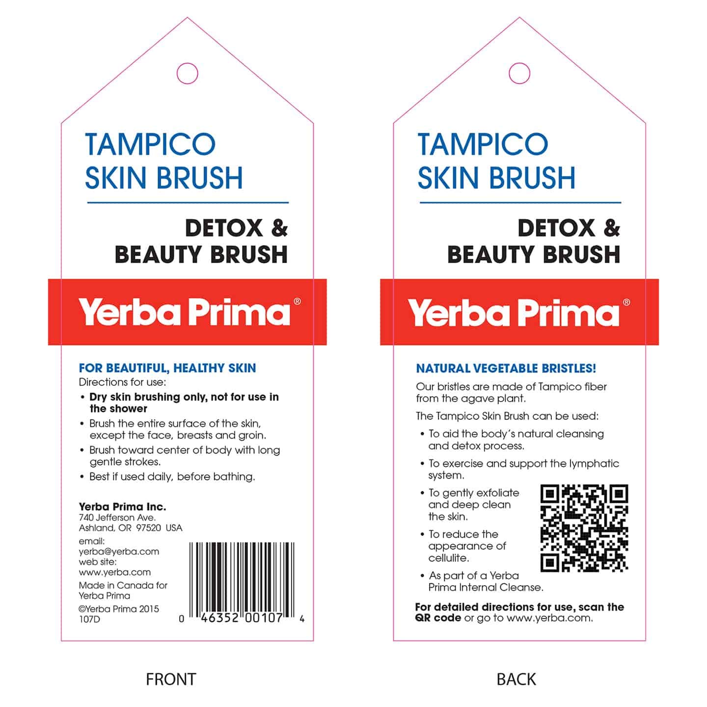 Yerba Prima Tampico Skin Brush for Exfoliation and Blood Circulation - 1 Brush
