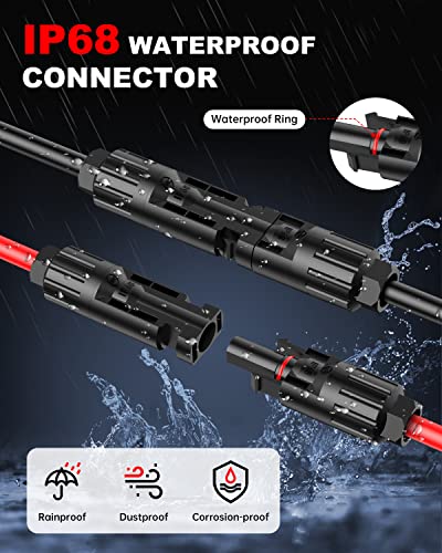 ELECTOP 2 Pin Power Industrial Circular Connector to Solar Panel Cable, 10AWG Solar Extension Cable with Female and Male Connector Adapter for Forrest River RV Solar Ports and Solar Panel Suitcase