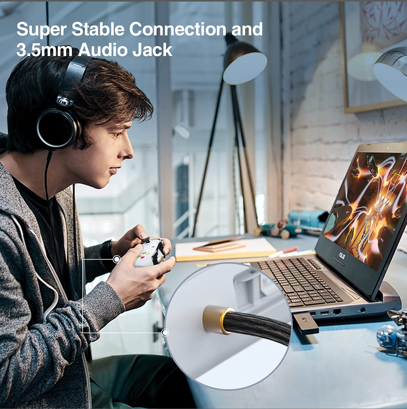Usergaing Xbox Controller Wireless Fits for Xbox Series X/S/Xbox One/Xbox One S/One X/One Elite/Windows 7/8/10/, Wireless PC Gamepad with Audio Jack-White