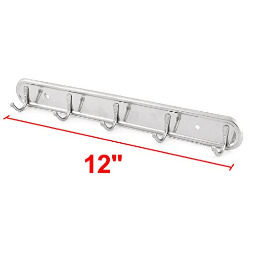 uxcell Bedroom Washroom Wall Mounted 5 Hooks Towel Hat Coat Hanger Rack 2PCS