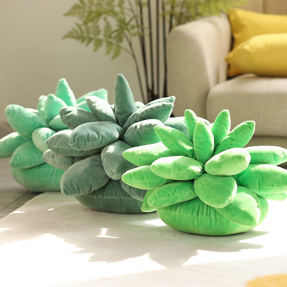 TADESES 3D Succulent Pillow,Cute Pillows,Leaf Pillow,Decorative Throw Pillow,Gifts for Succulent Lovers Or Kids (10 inches, Dark Green)