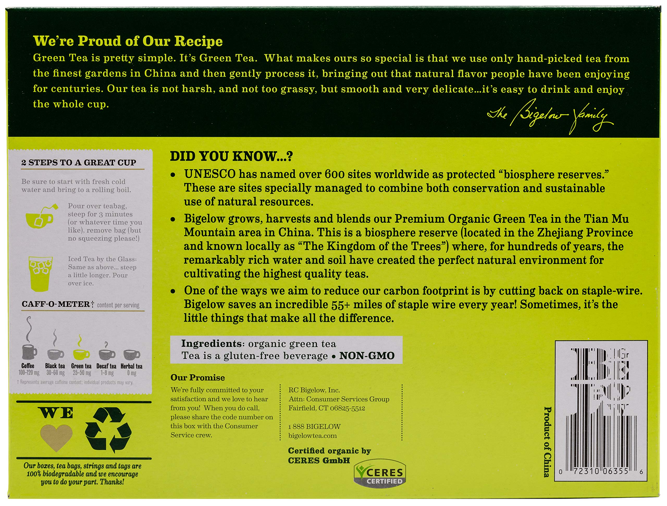 Bigelow Premium 100-Percent Organic Green Tea 176-Count Box