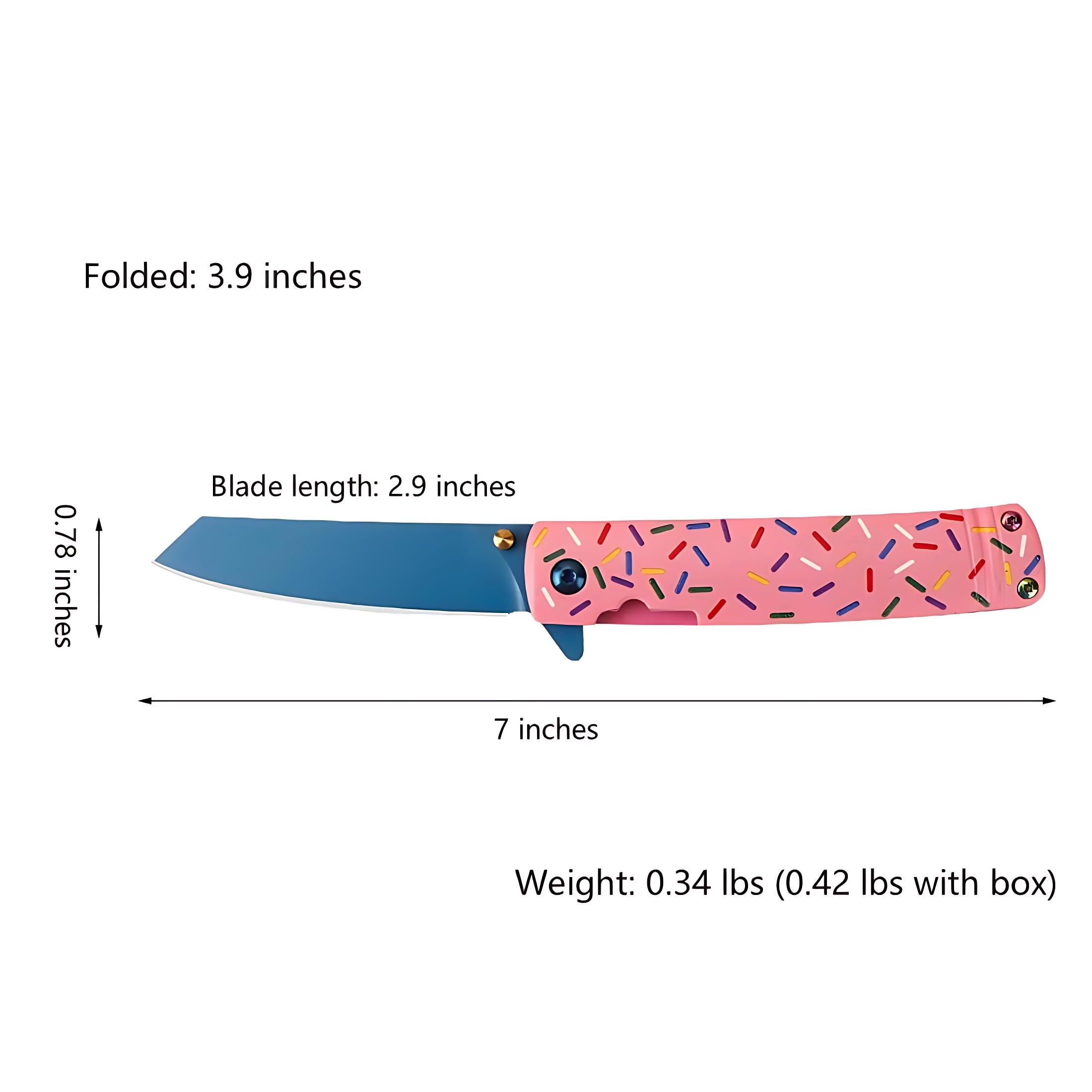 Generic Folding Knife Donut Knife Pink Blue Fruit Knife Stainless Steel Knife Outdoor Camping Knife
