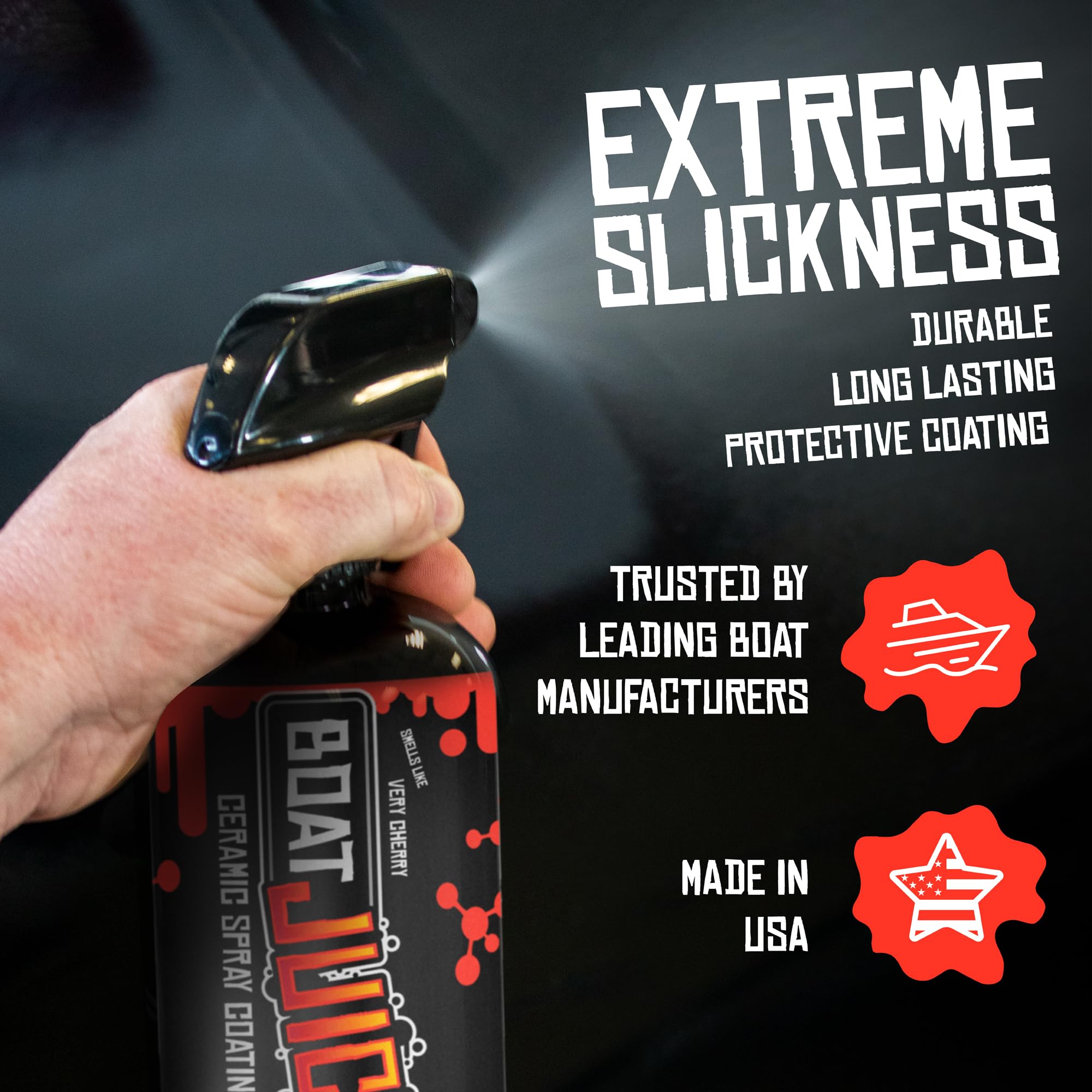 Boat Juice Protection - SiO2 Ceramic Spray Coating - Extreme Gloss + Slickness - Protect Your Boat from Water Spots