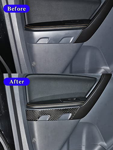 taruisixt for Ford Ranger 2015 2016 2017 2018 2019 2020 2021 Real Carbon Fiber (Soft) Car Back Row Inner Door Decorative 3D Sticker Car Interior Accessories