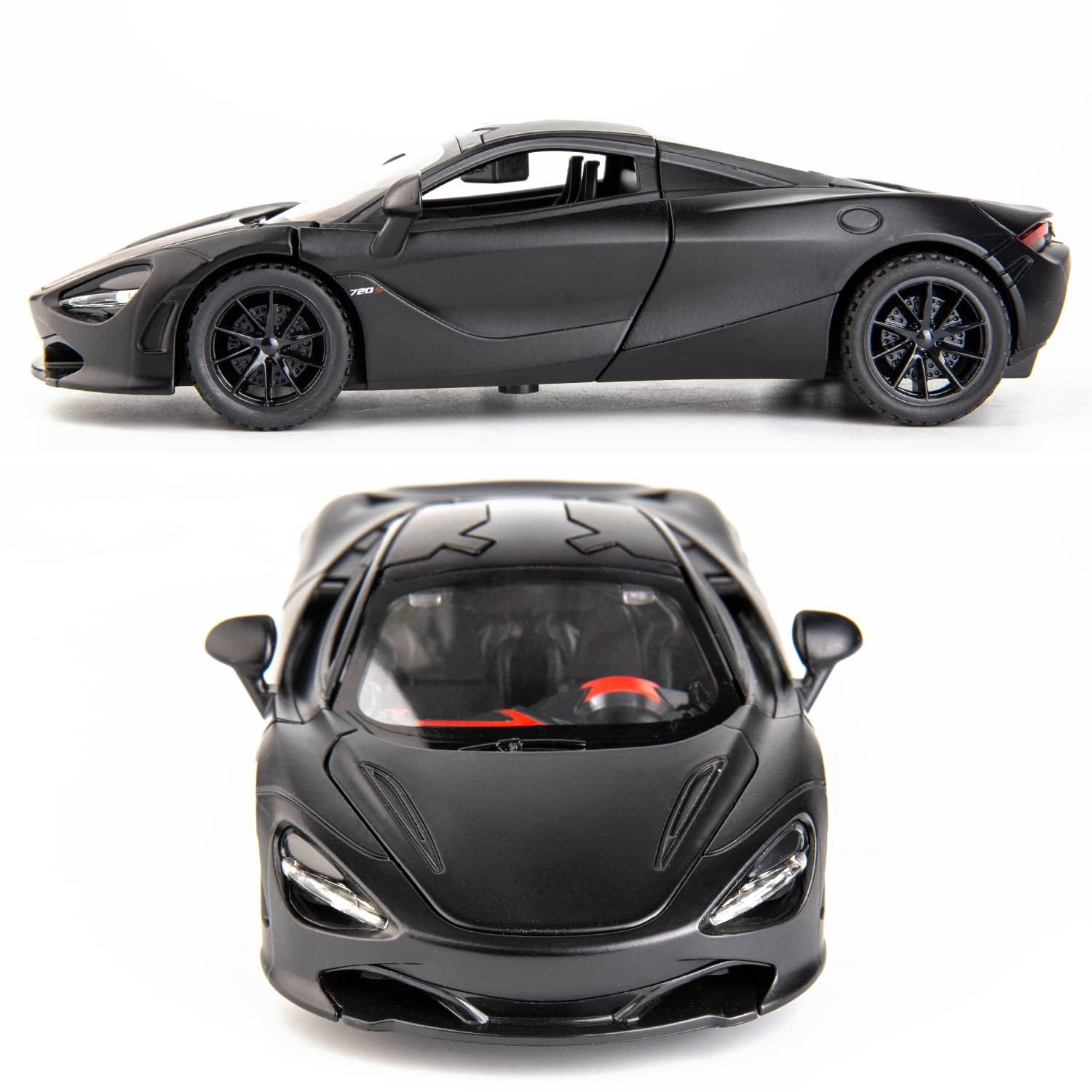 WAKAKAC 1/32 Diecast Car Model 720s Alloy Toy Car Pull Back with Light and Sound,Toy Vehicle for Girls Boys Adults Gift (Black)