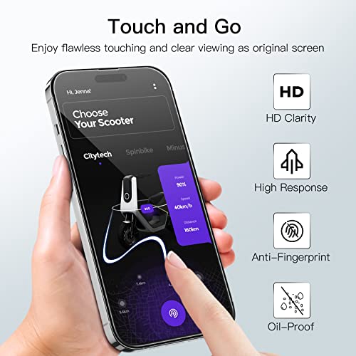 JETech Full Coverage Screen Protector for iPhone 14 Pro 6.1-Inch (NOT FOR iPhone 14 Pro Max 6.7-Inch), 9H Tempered Glass Film Case-Friendly, HD Clear, 3-Pack