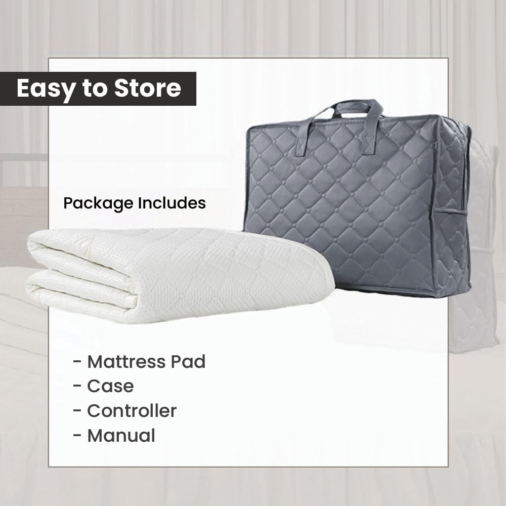 ILWOUL Heated Mattress Pad Large Washable Electric Heating Pad Mat Mattress. Auto 15 Hours Shut Off, Anti-Electrical Radiation, 100% Cotton Material, UL Listed (Double 55" x 70")