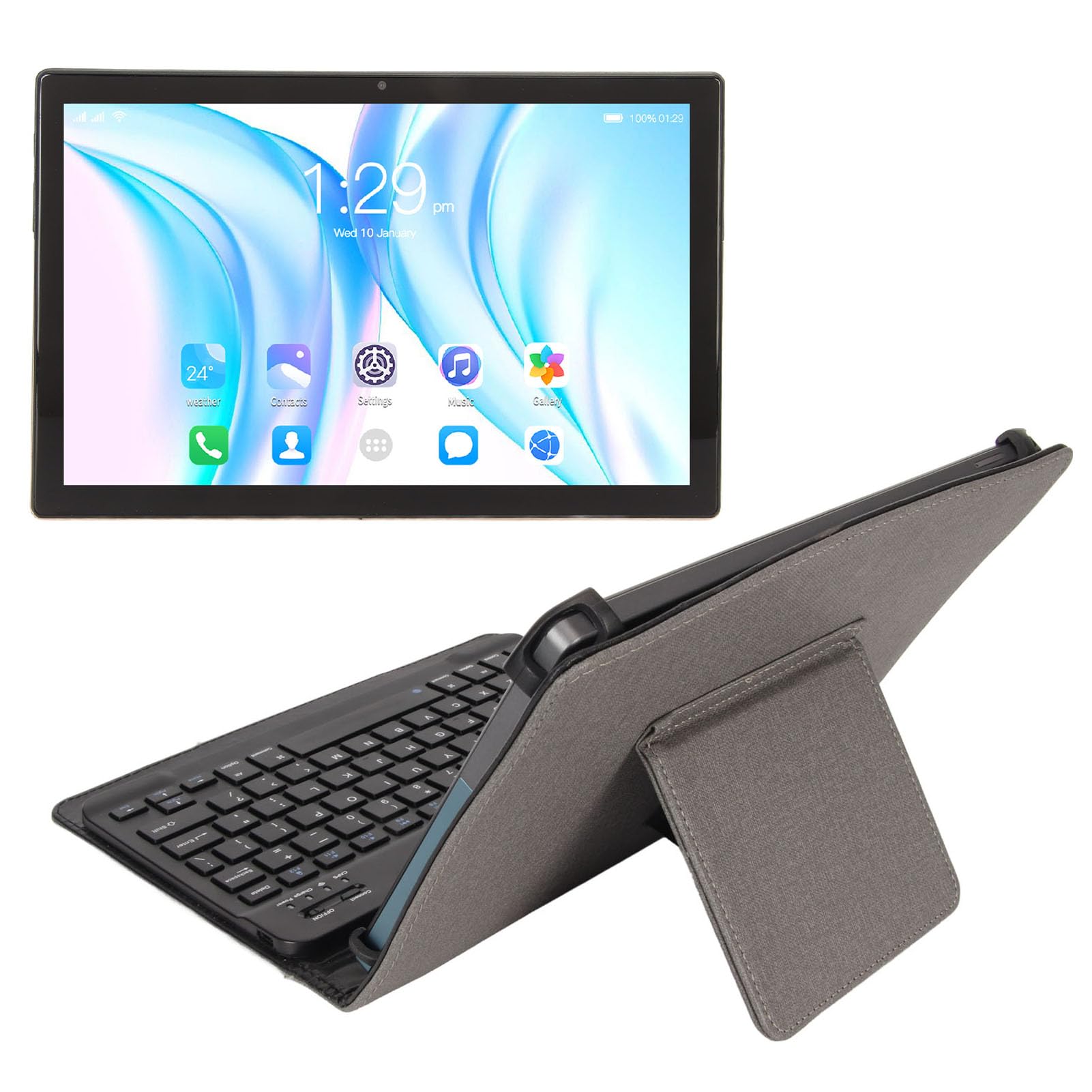 DAUZ 10.1 Inch Tablet PC, 2.4G 5G WiFi Connection 100‑240V USB C Charging Port 5 Point Touch Screen Tablet 8GB RAM 256GB ROM 8 Core Processor for Office (US Plug)