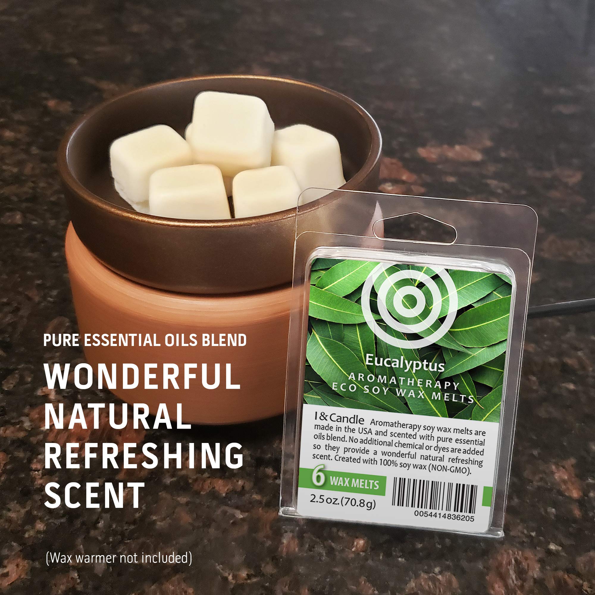 I & Candle, (Set of 4) Eucalyptus / Hibiscus & Citrus / Rose & Lavender / Rosemary & Mint Aromatherapy Wax Melts. 100% Soy Wax Non-GMO. Made in the USA