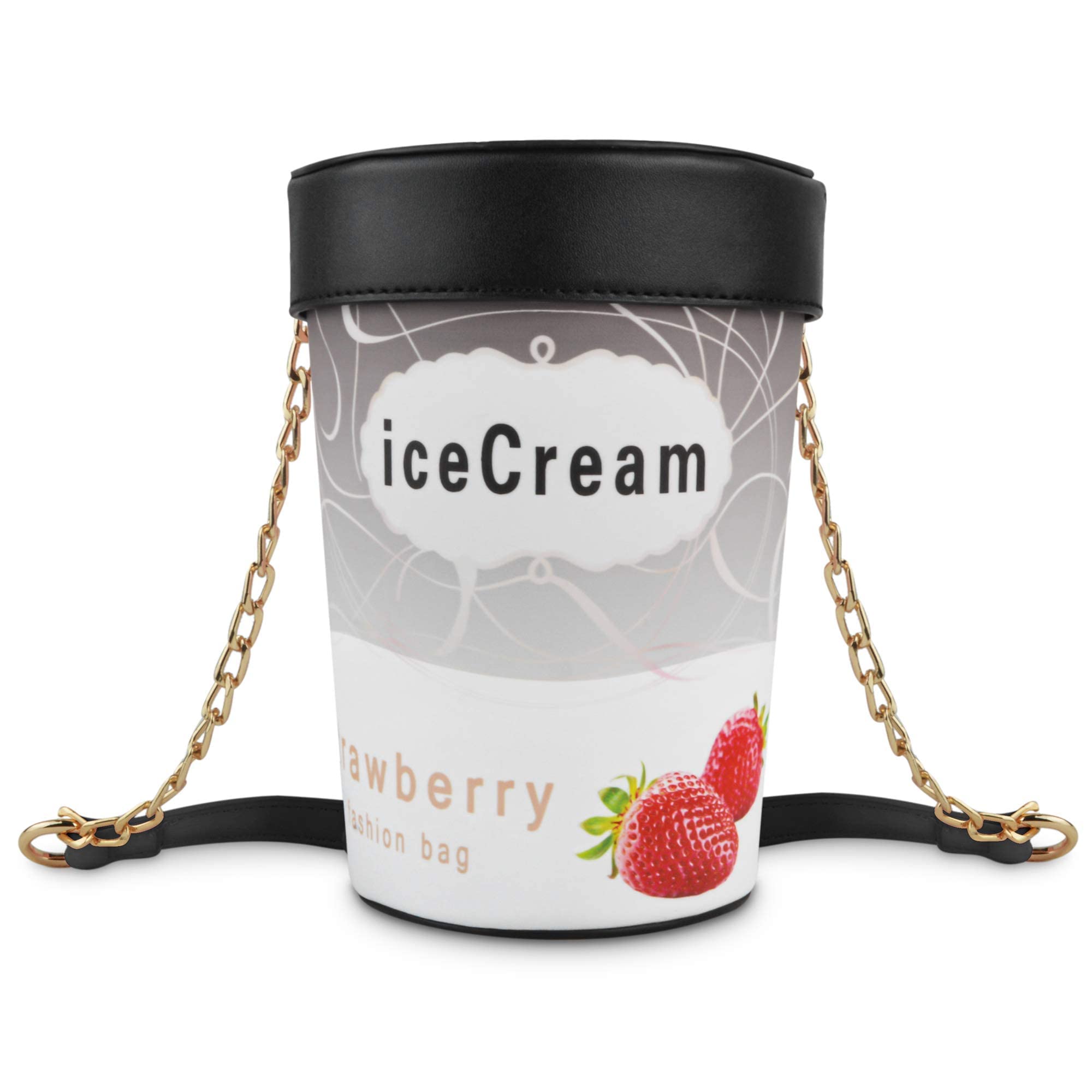USTYLE Ice Cream Crossbody Bag, Cute Novelty with Adjustable Strap for Women Cartoon Shoulder Bag (black)